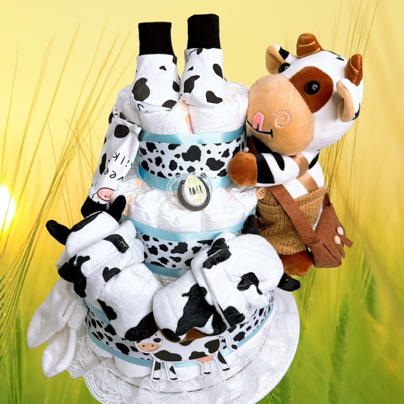 Handmade | Accessories | Cow Diaper Cake Farm Baby Shower Gift | Poshmark